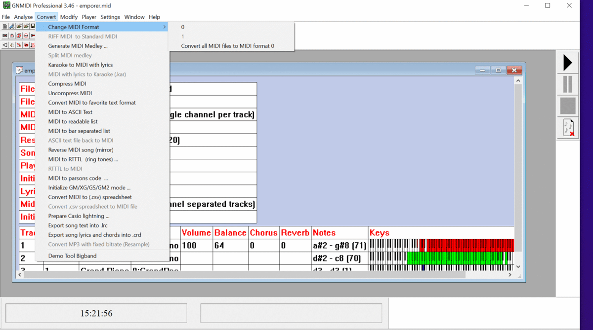How to Convert MIDI Type 1 to Type 0 for Your Disklavier Using GNMIDI ...